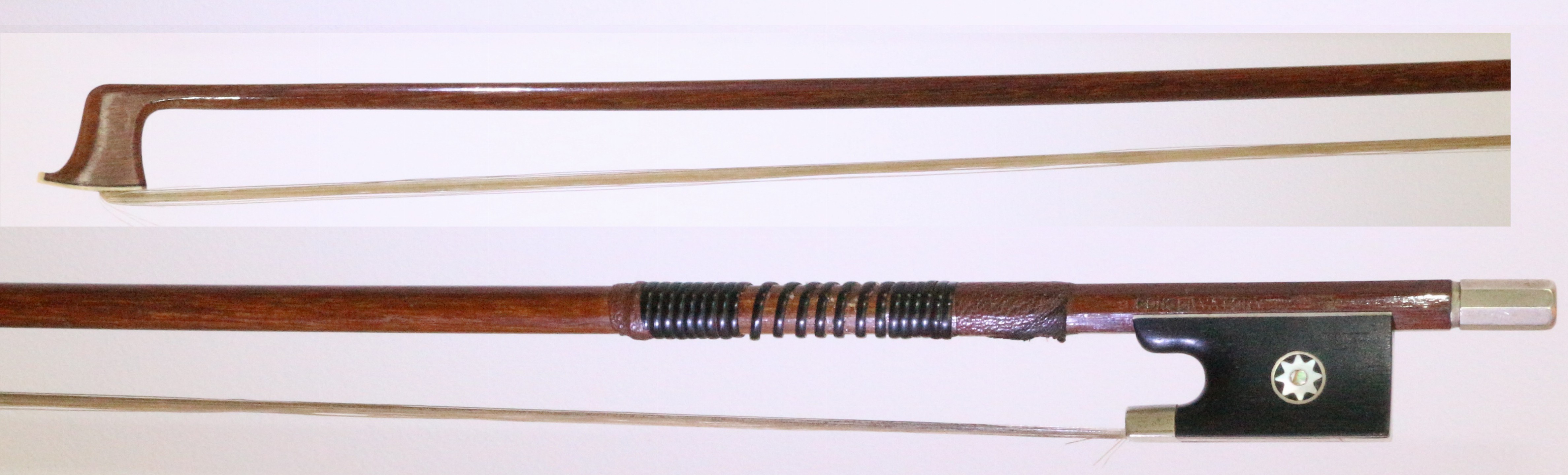 19th Century Violin bow stamped "conservatory" - Niam Chauhan Violins